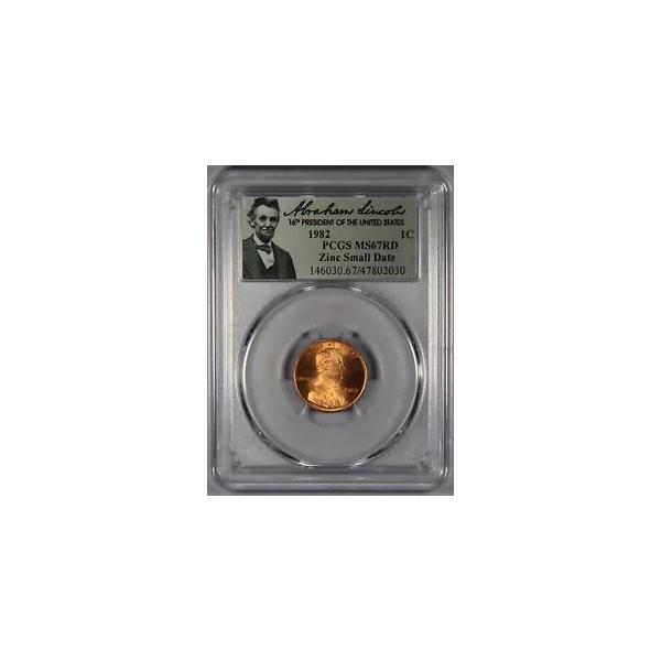 1982 リンカーン記念館 セント ペニー PCGS MS67 RD ジンク スモール デイト