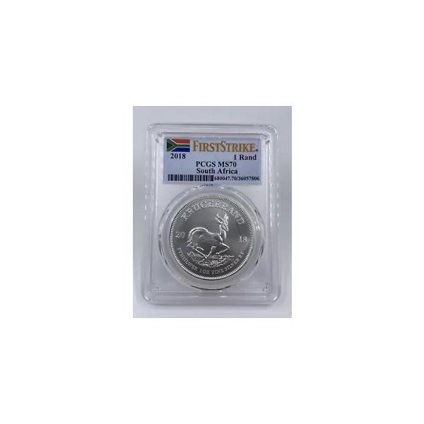 2018 南アフリカ シルバー クルーガーランド、PCGS MS70 ファースト ストライク