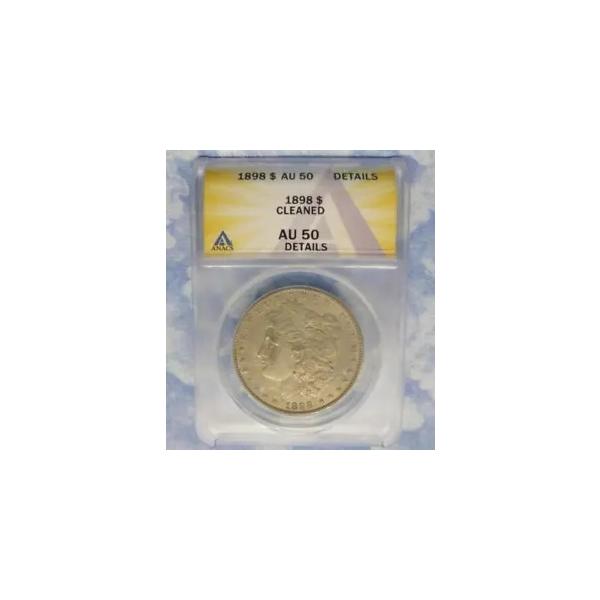 1898 ANACS AU 50 詳細 モーガン シルバー ダラー コイン、アメリカ合衆国 $1