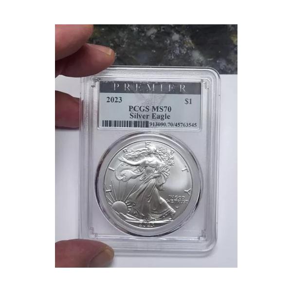 2023 Silver Eaglw PCGS MS70 "パーフェクト" 派手なホワイト コイン プレミア