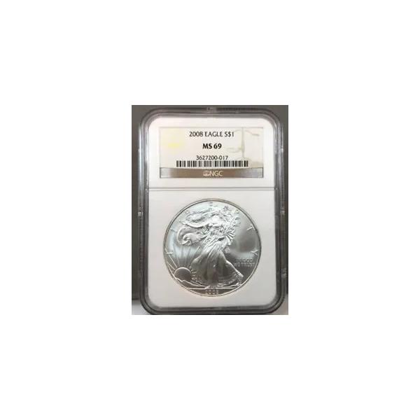 2008 $1 アメリカン シルバー イーグル NGC MS69 ~ 1オンス銀貨