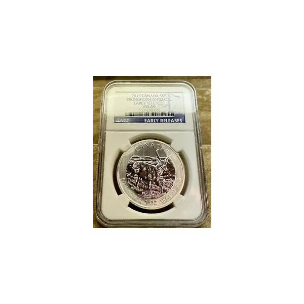 カナダ 2013 S$5 のプロングホーン アンテロープが NGC MS 69 ミルキー スポットを早期リリース