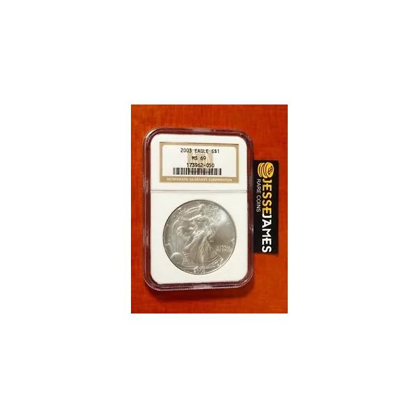 2003 $1 アメリカン シルバー イーグル NGC MS69 クラシック ブラウン ラベル