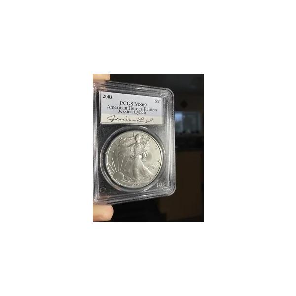 2003 PCGS MS69 アメリカン ヒーローズ ジェシカ リンチ $1 アメリカン イーグル 999 シルバー コイン