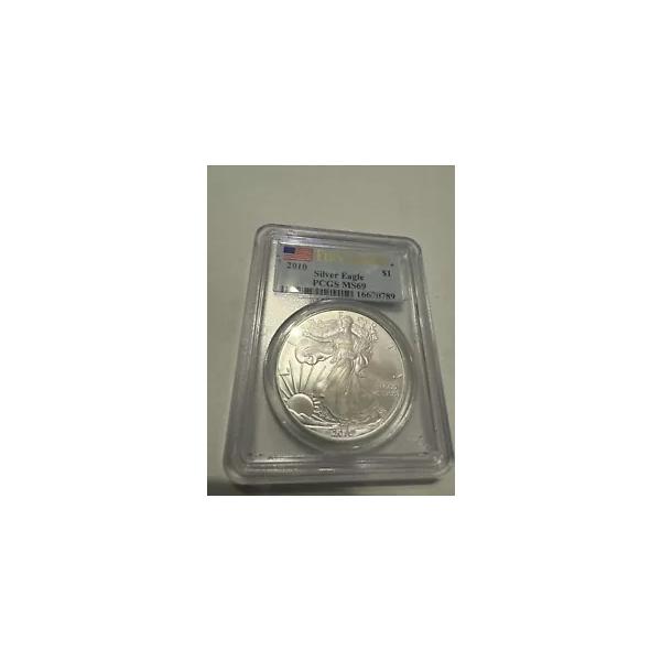 2010 $1 アメリカン シルバー イーグル PCGS MS69 フラッグ ファースト ストライク ラベル