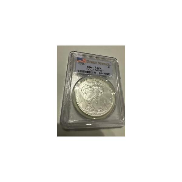 2006 $1 アメリカン シルバー イーグル PCGS MS69 フラッグ ファースト ストライク ラベル