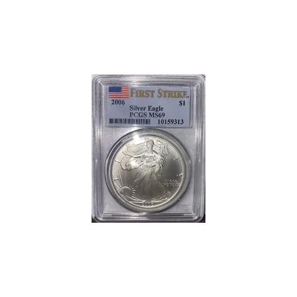 2006 $1 ASE FS MS69 アメリカン シルバー イーグル PCGS ファースト ストライク フラグ ラベル
