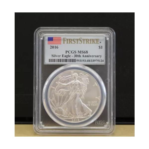 First Stike 2016 $1 PCGS MS68 シルバー イーグル 30 周年記念グレード コイン *外観*