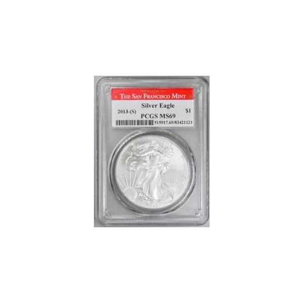 2013-(S) $1 アメリカン シルバー イーグル PCGS MS69 レッド サンフランシスコ ミント ラベル