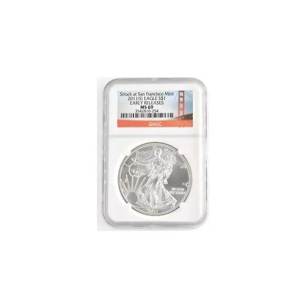 米国 2011(S) シルバー イーグル サンフランシスコ造幣局初期リリース NGC グレード MS69 コイン