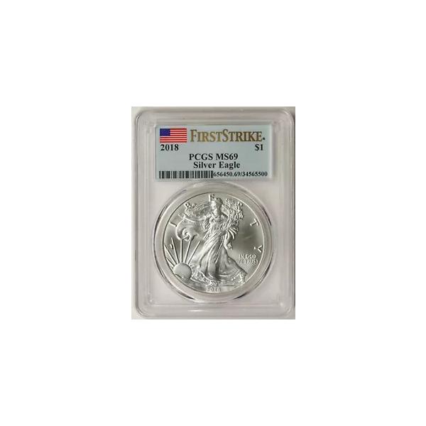 2018 アメリカン シルバー イーグル $1 MS 69 PCGS ファースト ストライク