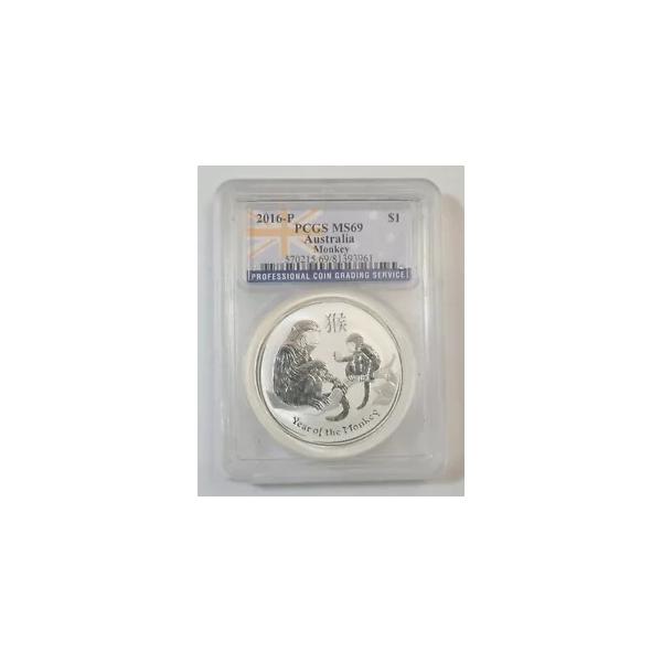 2016 P オーストラリア モンキー 1オンス .999 シルバー地金コイン 認定 PCGS MS69