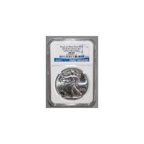 2013 W アメリカン シルバー イーグル コイン $1 US コイン 1 オンス シルバー NGC 認定 MS69