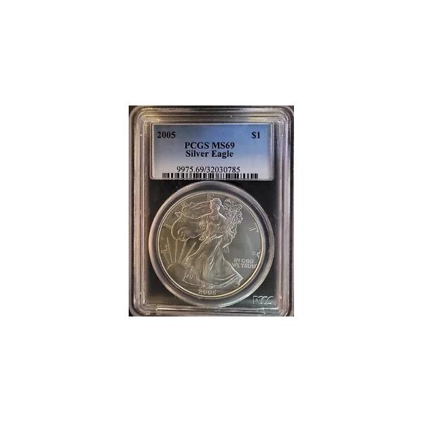 2005 アメリカン イーグル地金 米国造幣局 PCGS MS-69-999 1 オンス オンス シルバー ラウンド コイン