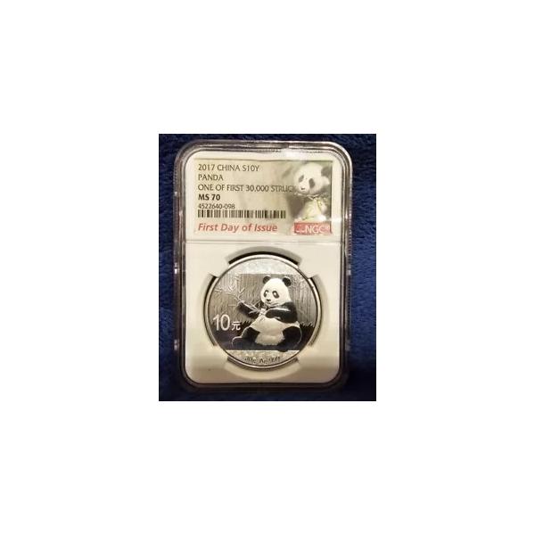 2017 NGC MS70 CHINA パンダ シルバー 10 元 FDOI、最初の 30,000 台の中国人の 1 台