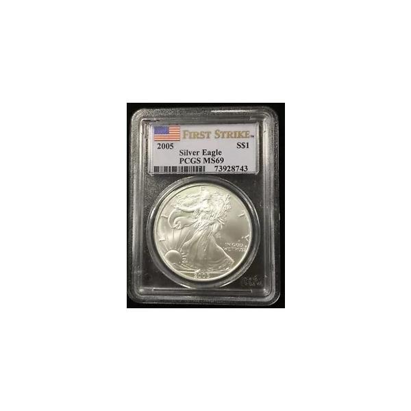 2005 $1 アメリカン シルバー イーグル PCGS MS69 ファースト ストライク