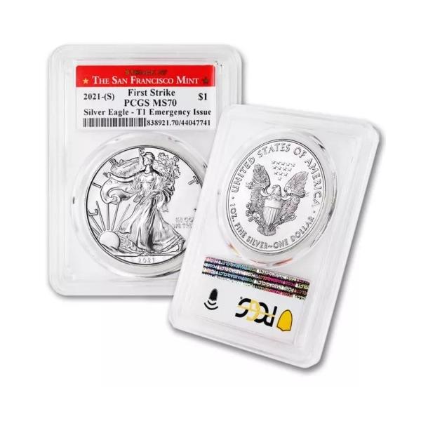 2021-(S) $1 US シルバー イーグル タイプ 1 PCGS MS70 FS 緊急発行 SF ラベル コイン