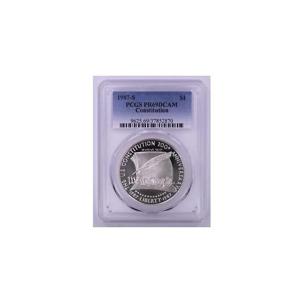 1987-S $1 憲法、PCGS PR69DCAM プルーフ コイン
