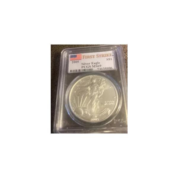 2005-P アメリカン シルバー イーグル ASE $1 PCGS MS 69 ファースト ストライク 米国造幣局