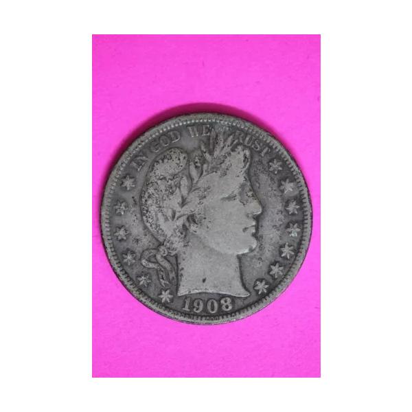 1908 O バーバー リバティ ハーフダラー 希少セミキー デイト コイン ニューオーリンズ造幣局 111