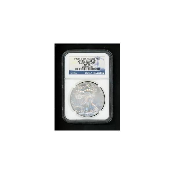 2014 (S) US アメリカン シルバー イーグル $1 NGC MS 69 早期リリース サンフランシスコ造幣局
