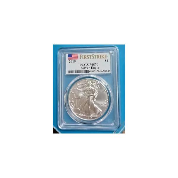 2019 $1 アメリカン シルバー イーグル PCGS MS70 FS フラグ ラベル 689973.70/36702847