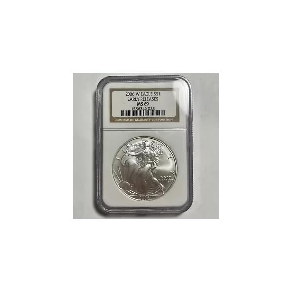 2006-W アメリカン シルバー イーグル ドル $1 - 早期リリース MS69 NGC .999 シルバー