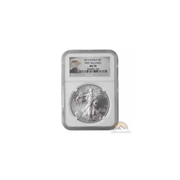 2014 アメリカン シルバー イーグル ドル $1 - NGC MS70 初回リリース - フランス