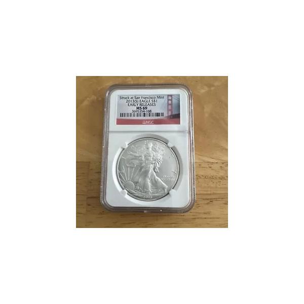 2013 "S" アメリカン シルバー イーグル $1 NGC MS69 "サンフランシスコでの襲撃"