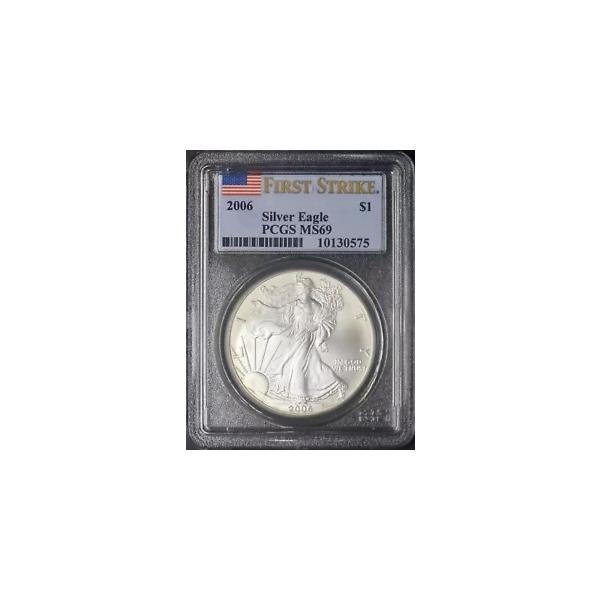 2006 アメリカン シルバー イーグル - PCGS MS69 - ファースト ストライク フラッグ ラベル - ?COINGIANTS?