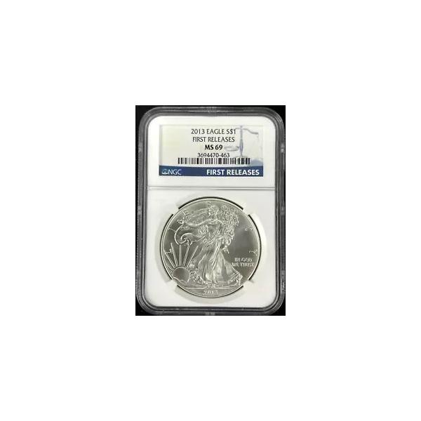 2013 - アメリカン シルバー イーグルが NGC MS69 ブルー ラベル 1 オンス シルバー コインを初リリース
