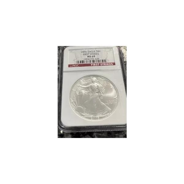 2006 アメリカン シルバー イーグル NGC MS69 ファースト ストライク / レッドラベル / プリスティン!