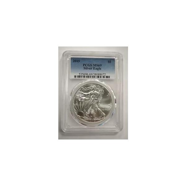 2015 $1 アメリカン シルバー イーグル PCGS MS69 ブルー ラベル - 送料無料! #0644