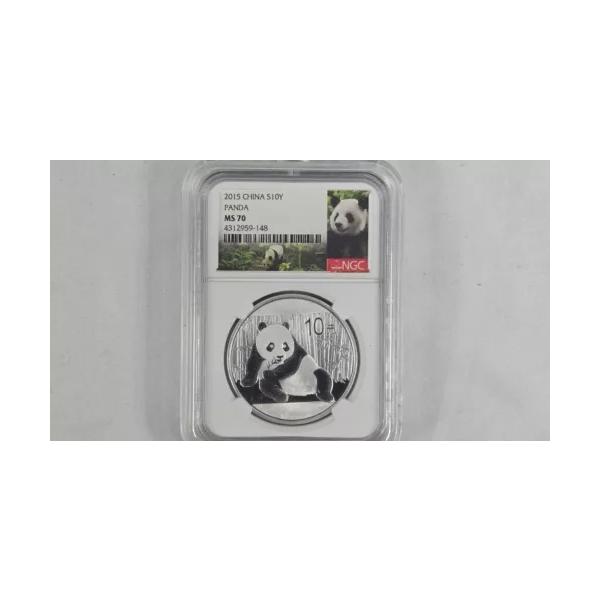 NGC MS70 2015 A 中国 10 元パンダ銀貨 1 オンス中国パンダコインパンダ