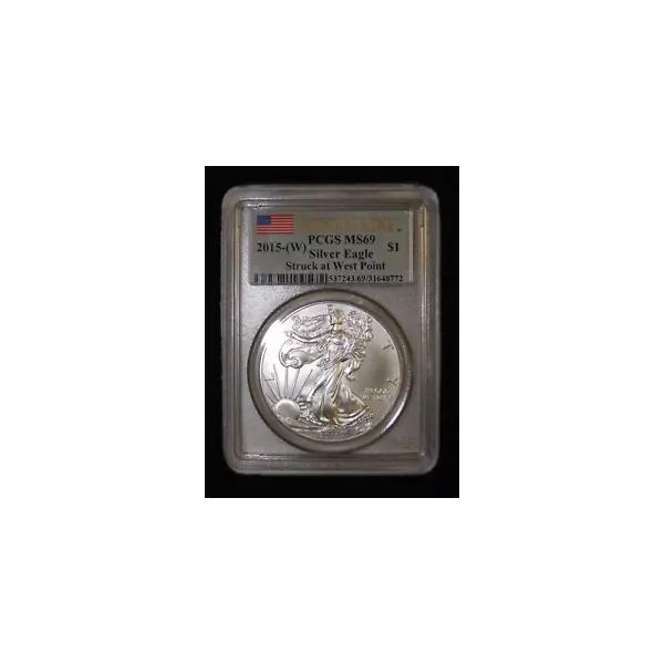 2015-(W) アメリカン イーグル シルバー 1$ PCGS MS69 ウェスト ポイントでの初爆撃