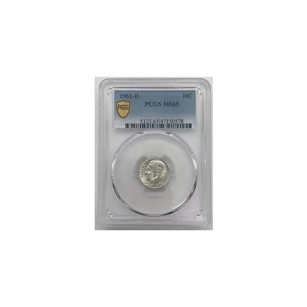 1961-D リバティ - ルーズベルト シルバー 10c MS65 PCGS - 米国コイン