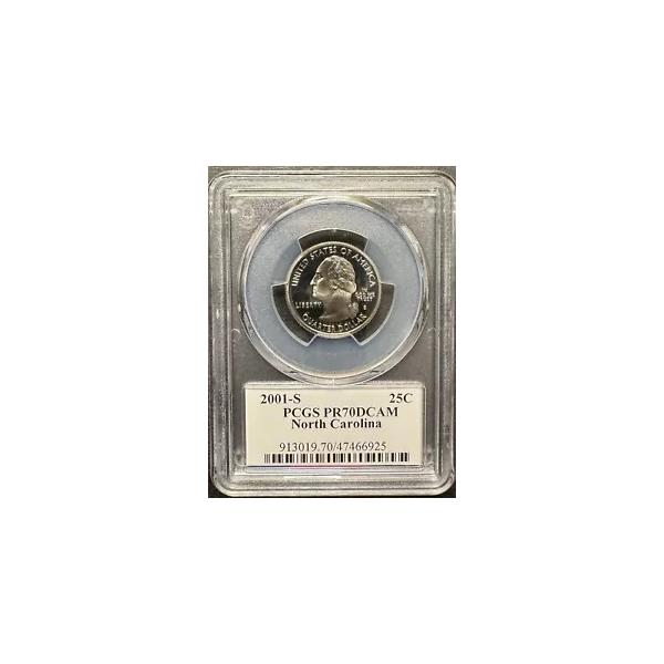 2001-S ノースカロライナ州旗ラベル クォーター - プルーフ PCGS PR70DCAM