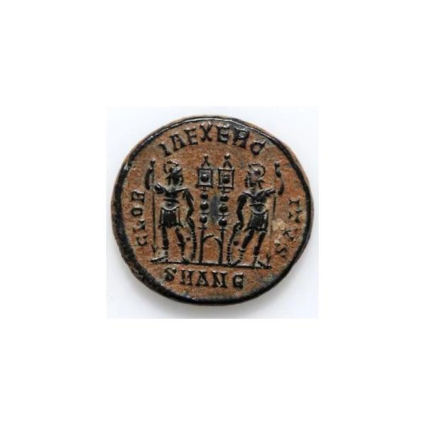 ローマのコイン AE follis コンスタンティヌス 2 世-A.D 317-340-CLORIA EXERCITVS-Antioch