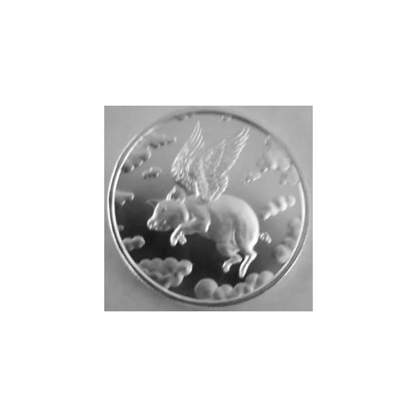 2023 "When Pigs Fly" 0.50 (1/2) オンス 0.999 ファイン シルバー 未流通新品 BU。