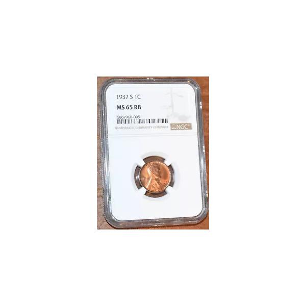USA 1937S リンカーン ウィート セント NGC MS65 RB クラシック未流通ヴィンテージ米国コイン