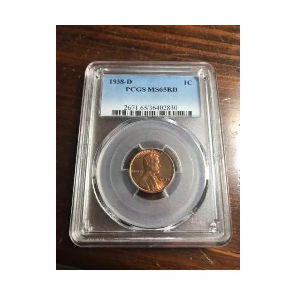 1938 D リンカーン記念館小麦ペニー米国 1 セント コイン PCGS MS 65 RD