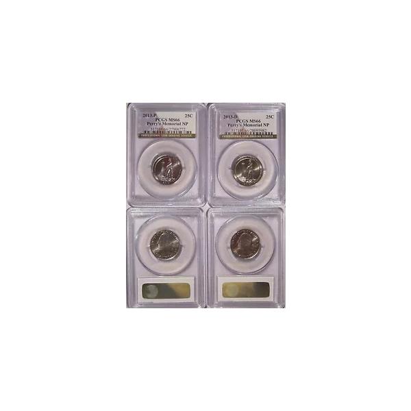 2013 P&amp;D ペリー記念 NP クォーター 2 コイン セット 25c PCGS MS66
