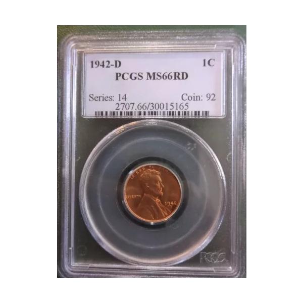 1942-D RED PCGS MS-66 リンカーン BU コイン未流通セント全セット出品