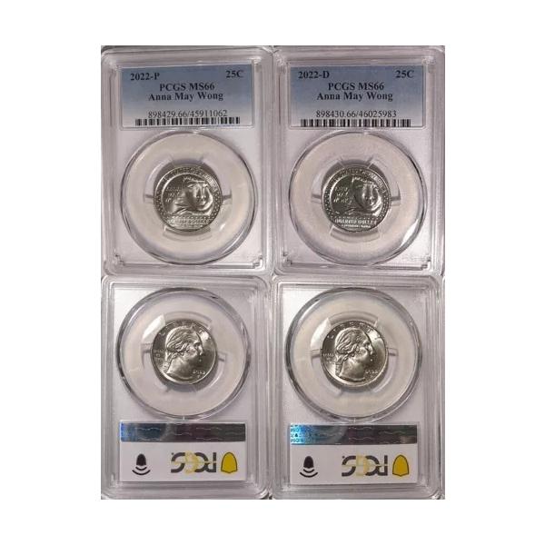 2022 P&amp;D アンナ メイ ウォン 25c PCGS MS66 アメリカン レディース クォーター 2 コイン セット