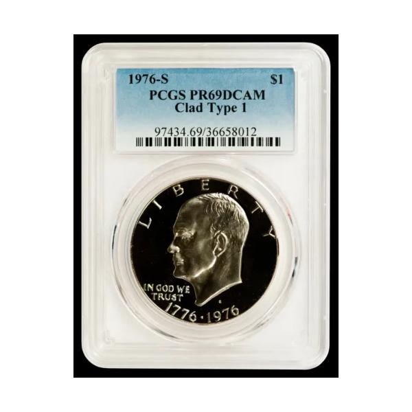 1976-S クラッド タイプ 1 アイゼンハワー ドル PCGS PR69DCAM - 米国のトップ IKE ソース