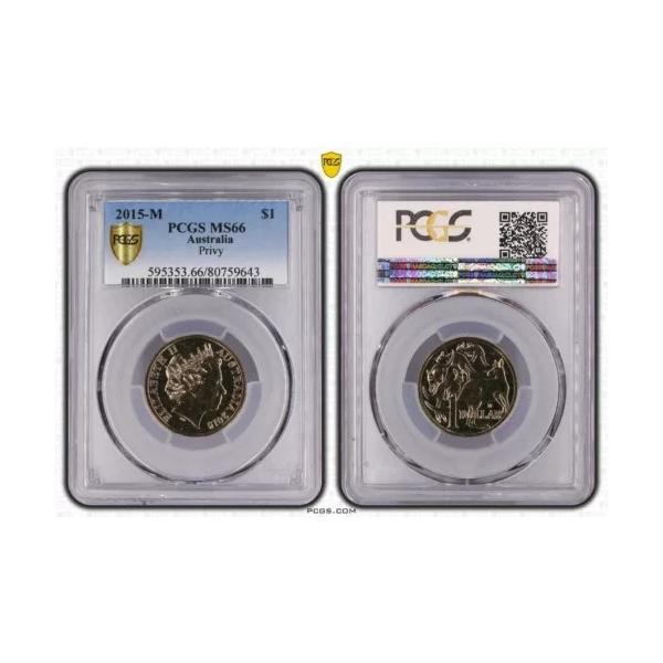 2015-M オーストラリア プライベート マーク $1 コイン PCGS MS66 #9643