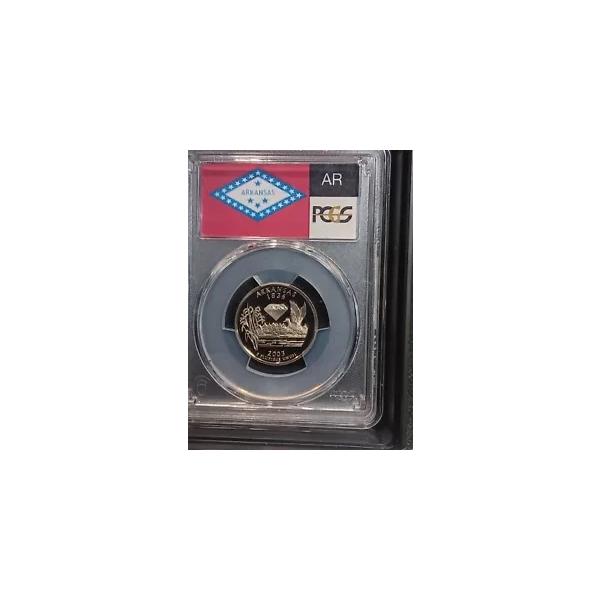 2003-S 25c アーカンソー州旗ラベル クォーター プルーフ コイン PCGS PR70DCAM