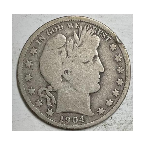 1904-O バーバー ハーフダラー ソリッド ベター デイト ヴィンテージ アンティーク シルバー US コイン B692