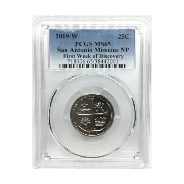 2019-W PCGS MS65 サンアントニオ ミッション NP ディスカバリー クォーターの最初の週