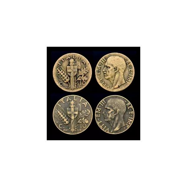 10 Centesimi (インペーロ、アルミニウムブロンズ) - イタリアレアコイン 2 枚セット ????